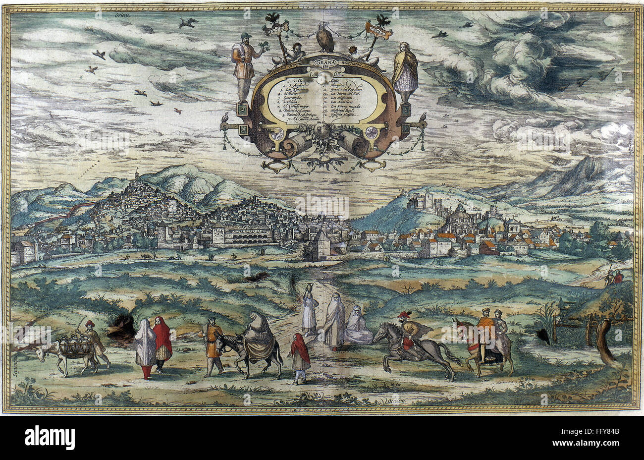 SPAIN: GRANADA, 1581. /nMap of Granada, Spain, with the Alhambra Palace ...
