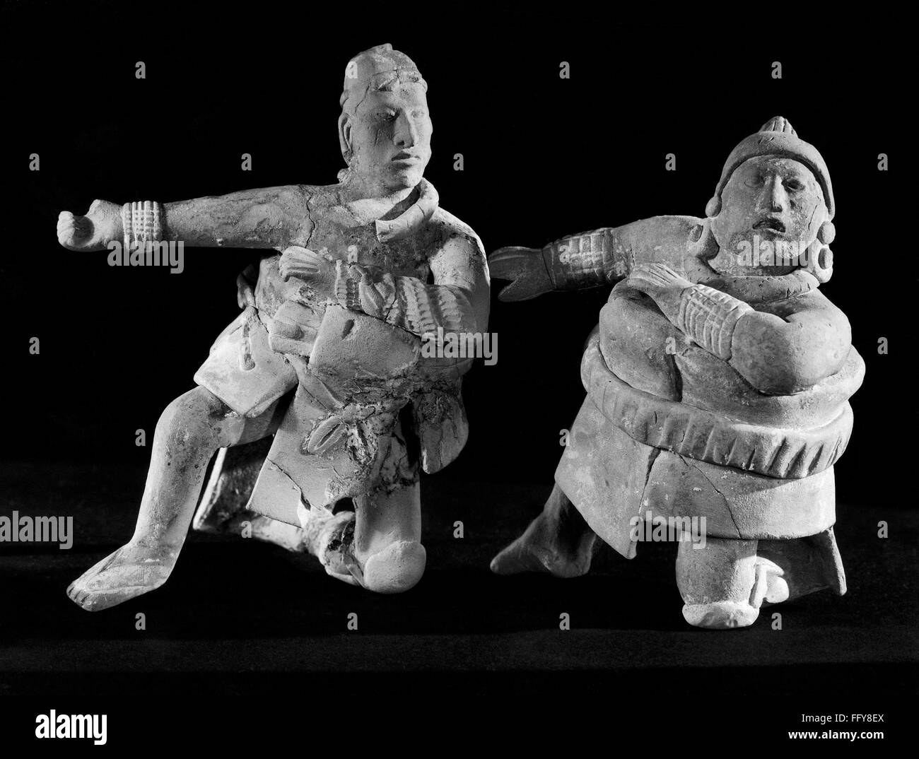 MEXICO: MAYAN BALL PLAYERS. /nTwo ceramic figures of Mexican ball ...