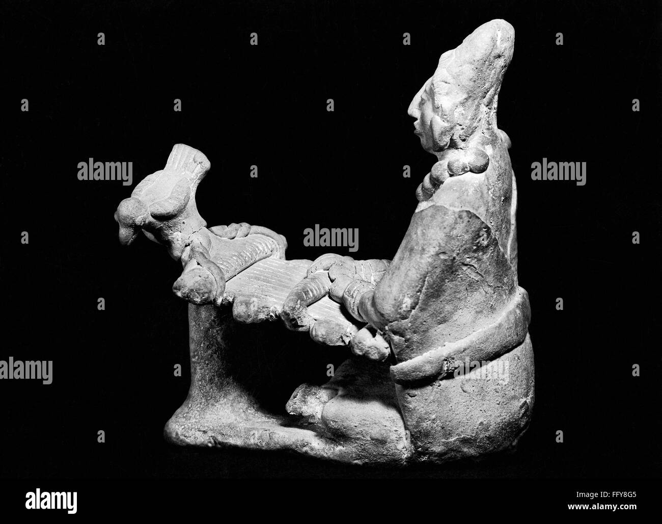 MAYAN WEAVER, 700-900 A.D. /nCeramic figure of a Mayan woman weaving ...