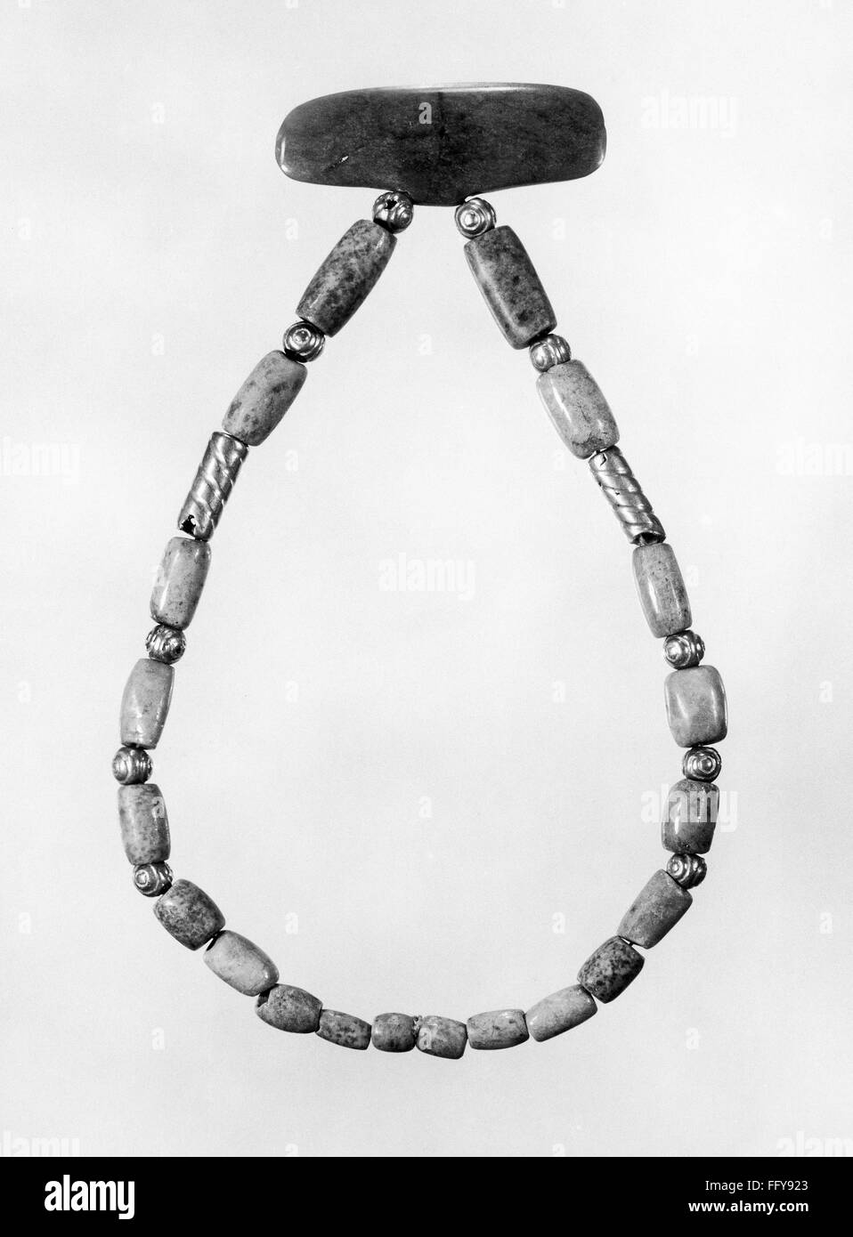 MEXICO: MIXTEC NECKLACE. /nGold and jade necklace. Mixtec, from Mexico ...