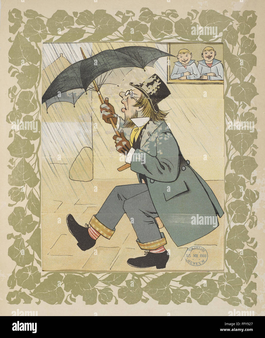 A humorous transformation scene shows a man opening an umbrella, only ...