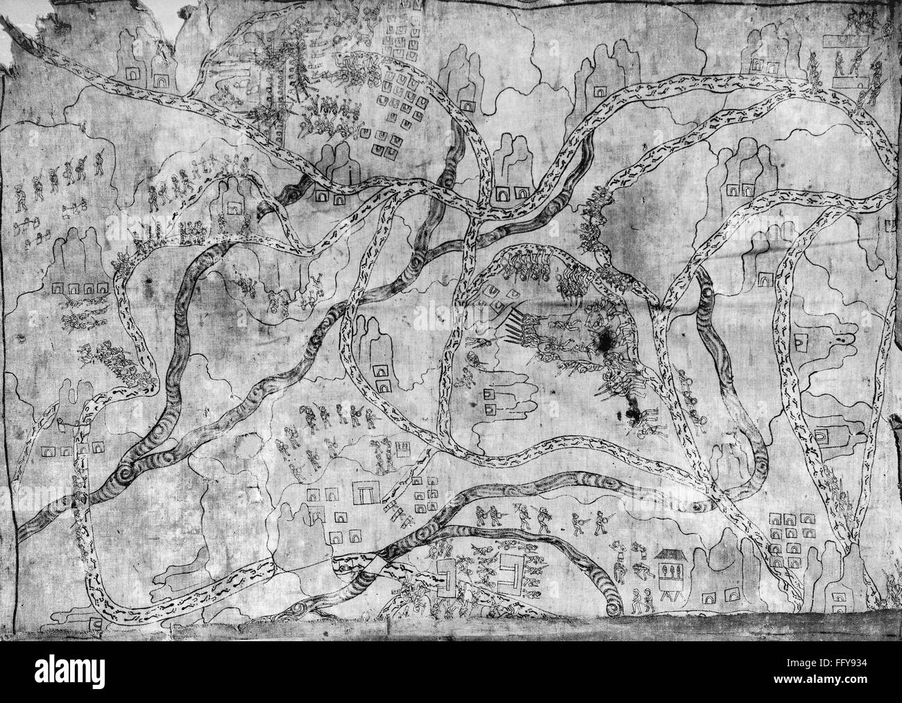 MEXICO: MIXTEC MAP. /nMap drawn by the Mixtecs of ancient Mexico, 8th ...