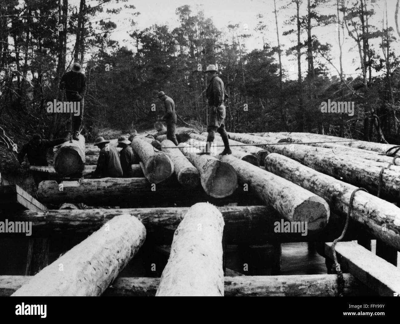 NEW DEAL: C.C.C., 1940. /nCivilian Conservation Corps workers at a ...