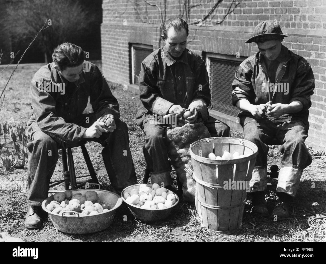 NEW DEAL: C.C.C., 1933. /nThree Civilian Conservation Corps workers ...