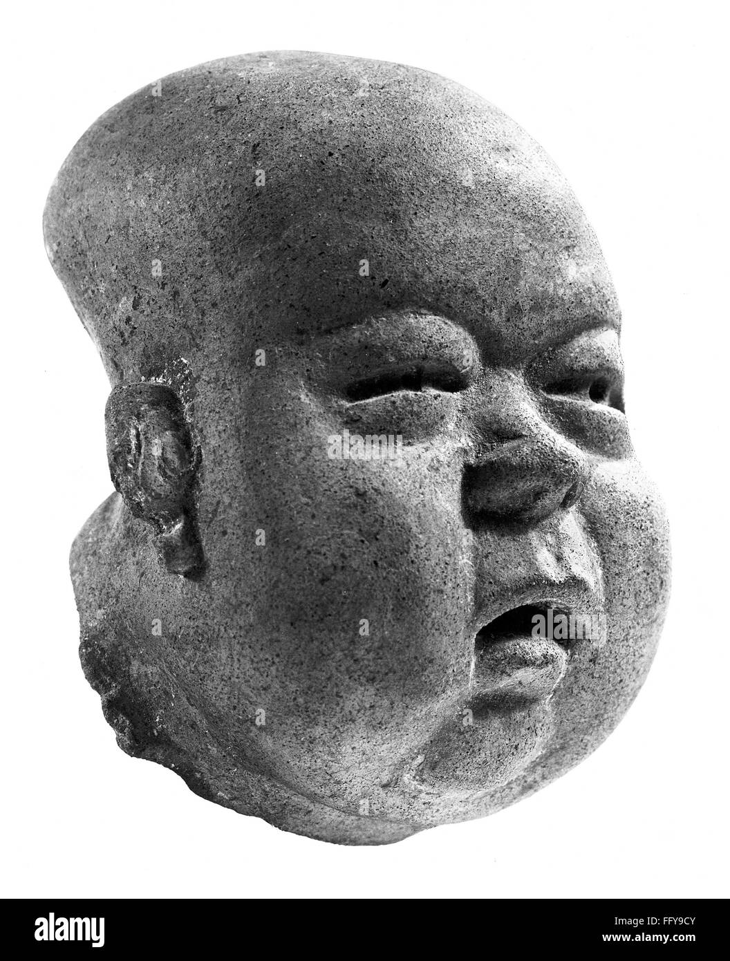 MEXICO: OLMEC SCULPTURE. /nStone sculpture of a baby face, Olmec, 1500 ...