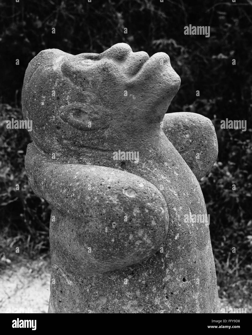 MEXICO: OLMEC SCULPTURE. /nOlmec sculpture of a man or ape looking ...