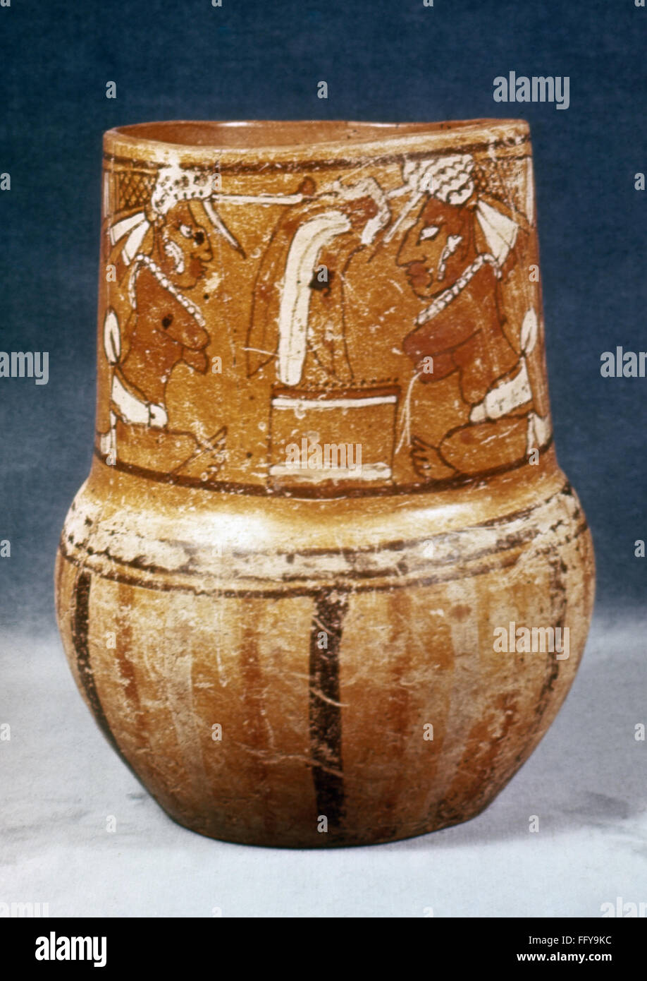 GUATEMALA: MAYAN VESSEL. /nMayan pottery jar with painted figures, from ...