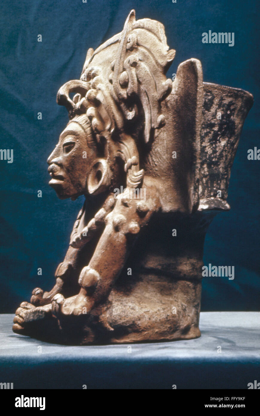 GUATEMALA: MAYAN FIGURE. /nMayan pottery incense burner in the shape of ...