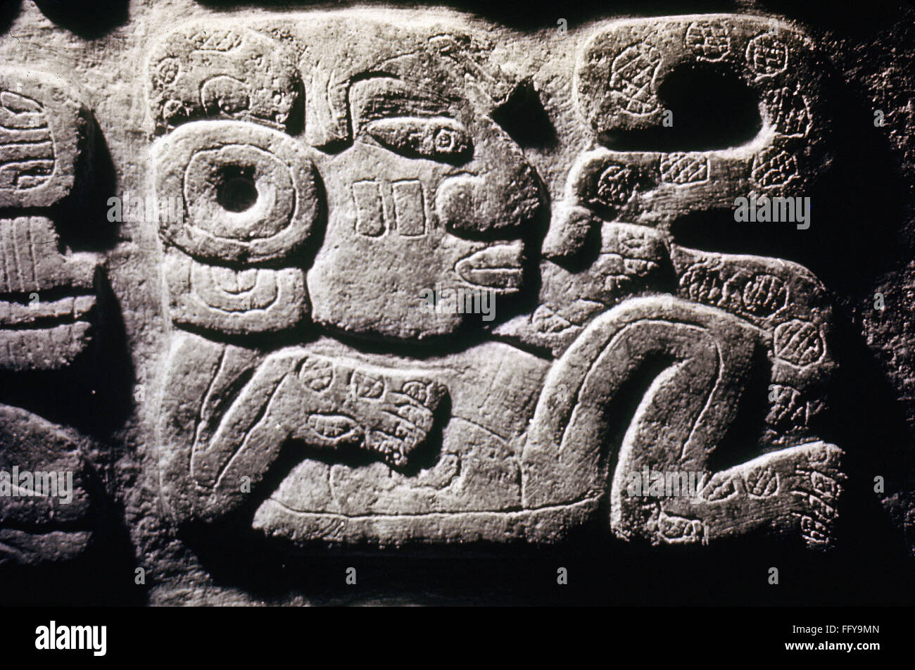 TIKAL: MAYAN STELA. /nDetail of a glyph from Stela 26 at the Mayan ...