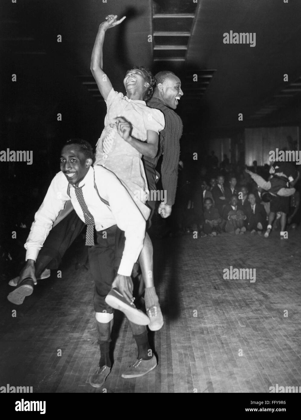 HARLEM: DANCERS, 1941. /nThree dancers dancing the 'Harlem conga,' a ...