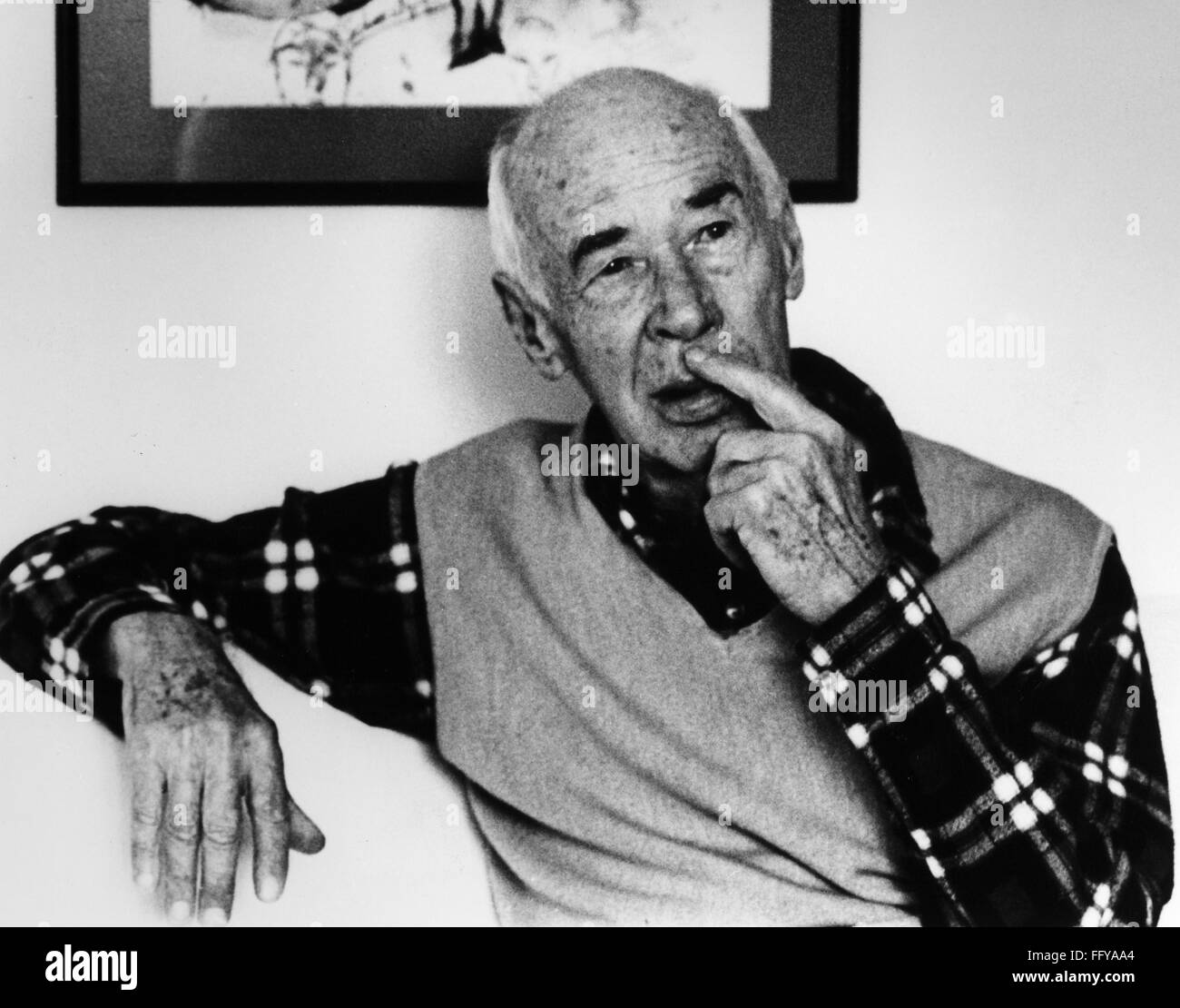 HENRY MILLER (1891-1980). /nAmerican writer. Photographed at his home ...