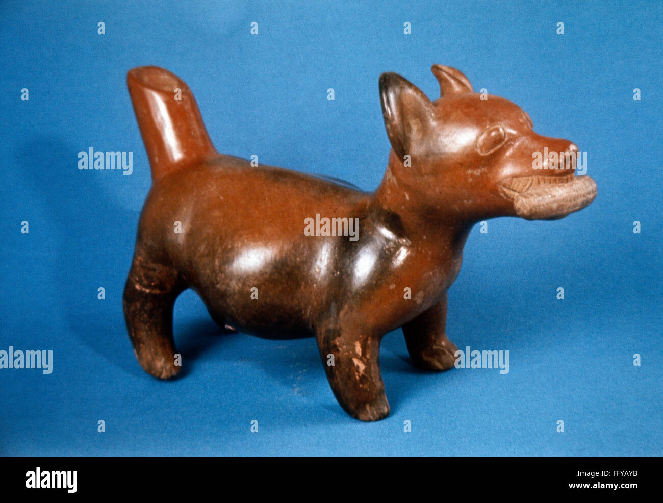 MEXICO: COLIMA DOG. /nClay figure of a dog holding a corn cob in its ...