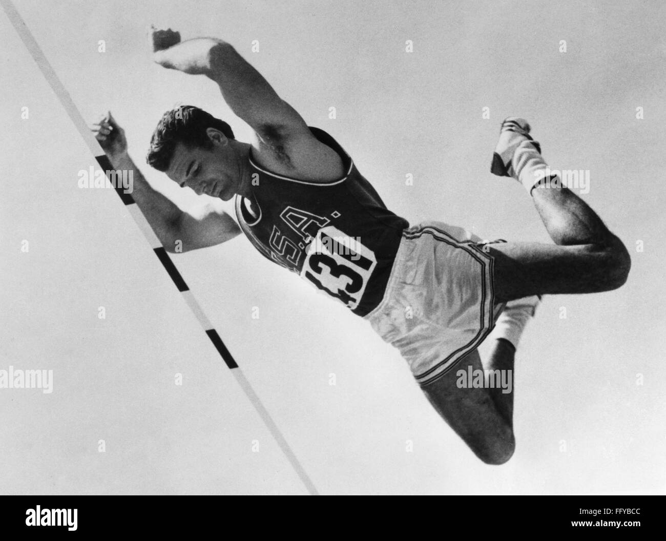 DONALD BRAGG (1935- ). /nAmerican athlete. Bragg competing in the pole ...