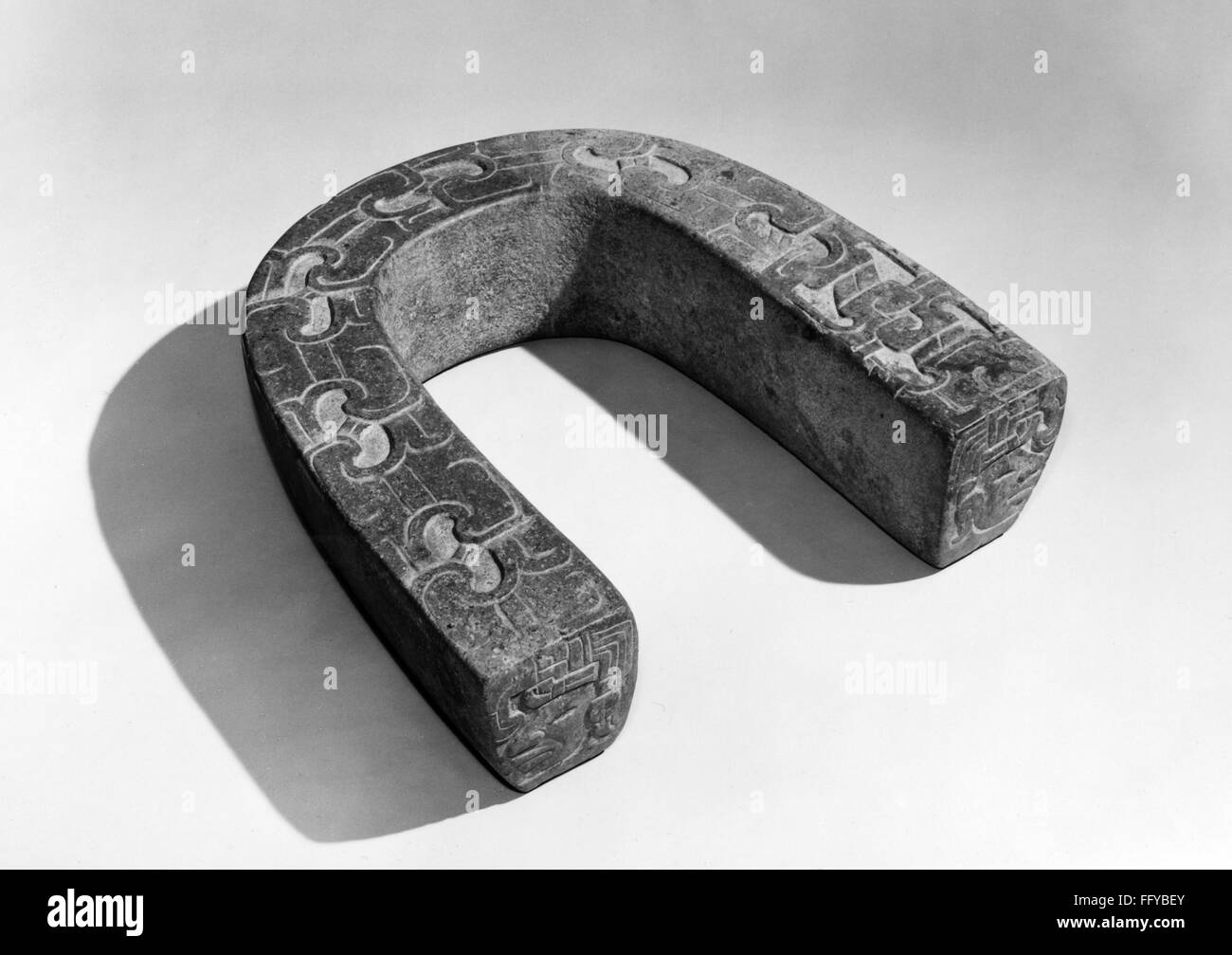 MEXICO: YUGO. /nCarved stone yugo (yoke) from Veracruz, Mexico, late ...
