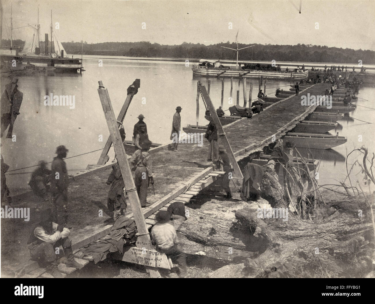 CIVIL WAR: PONTOON BRIDGE. /nU.S. Military Railroad Construction Corps ...