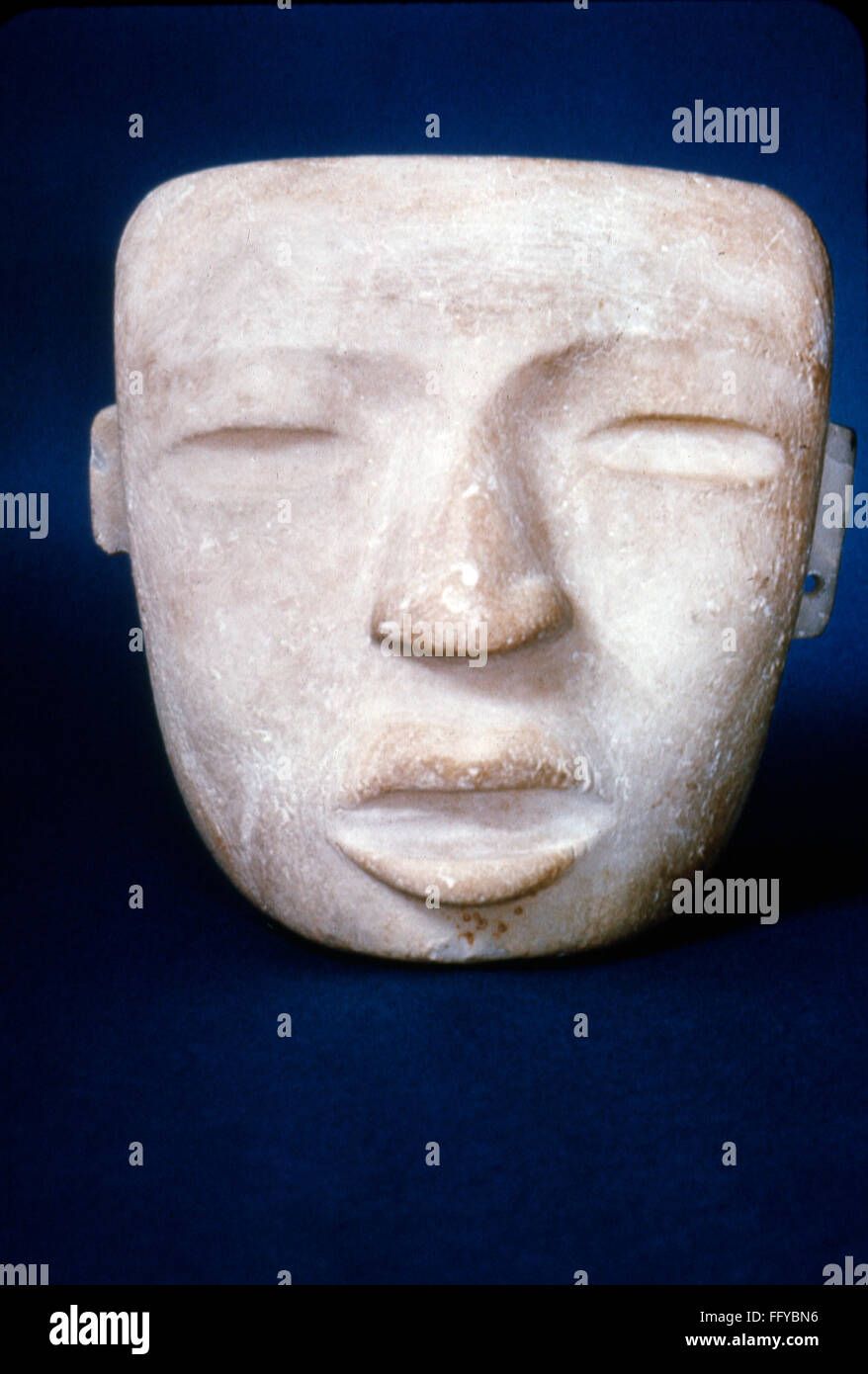 MEXICO: TEOTIHUACAN. /nCarved alabaster funerary mask from Teotihuacan ...