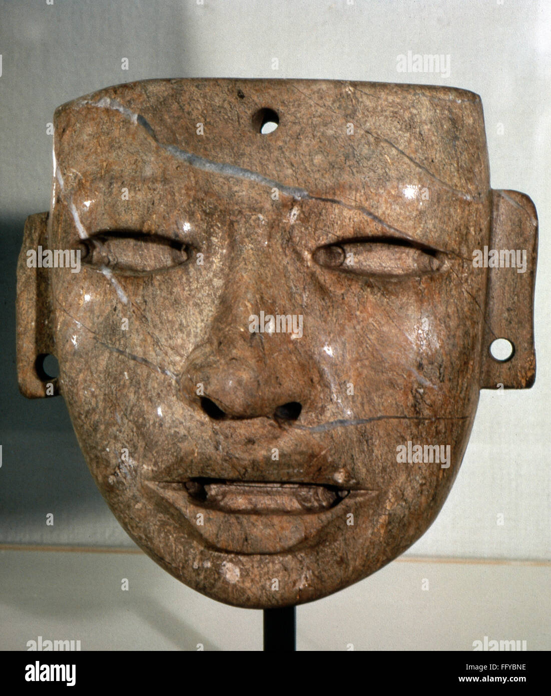 MEXICO: TEOTIHUACAN. /nCarved stone funerary mask by the Teotihuacan ...