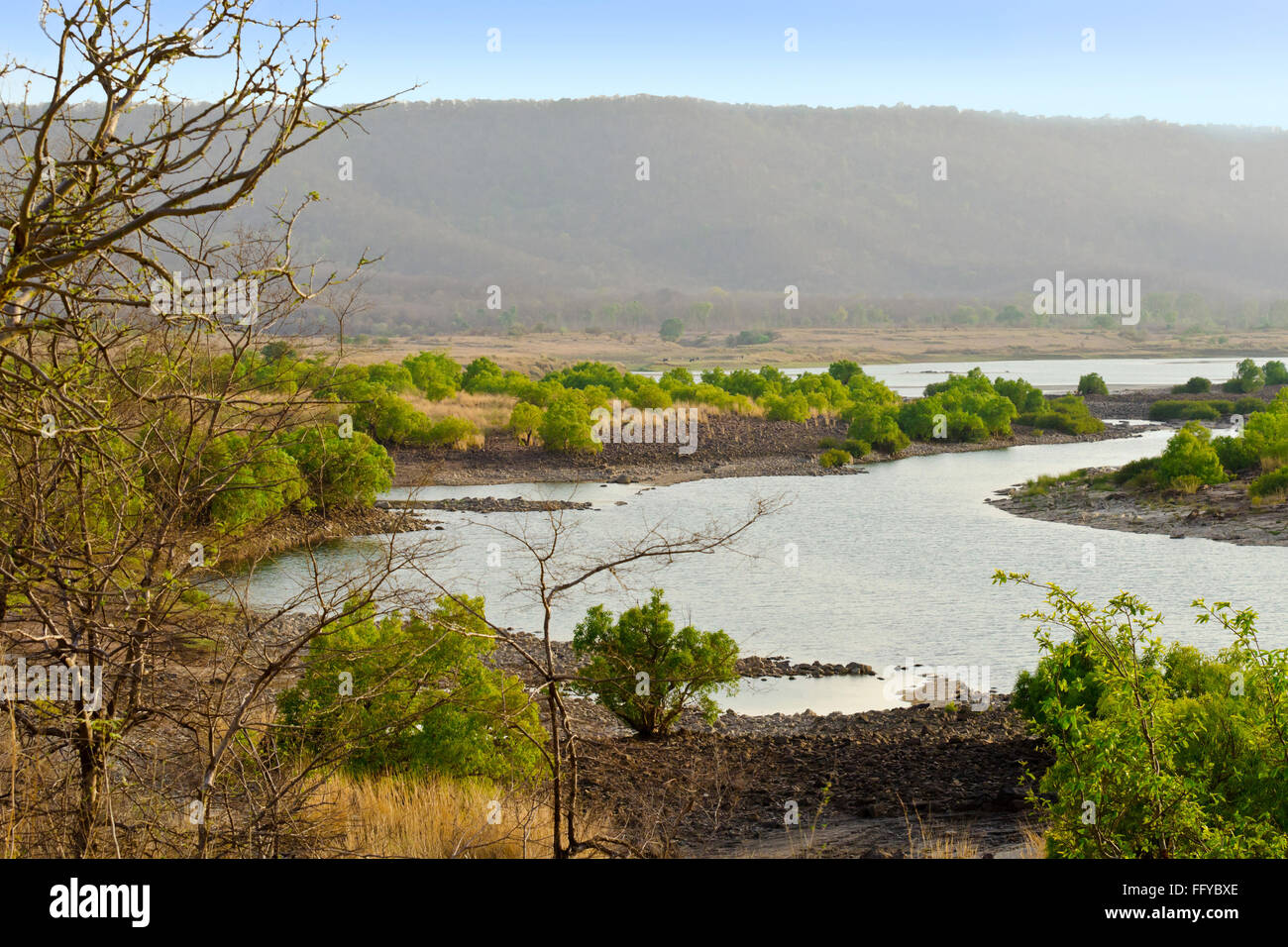 Ken river flowing Panna National Park Madhya Pradesh India Stock Photo ...