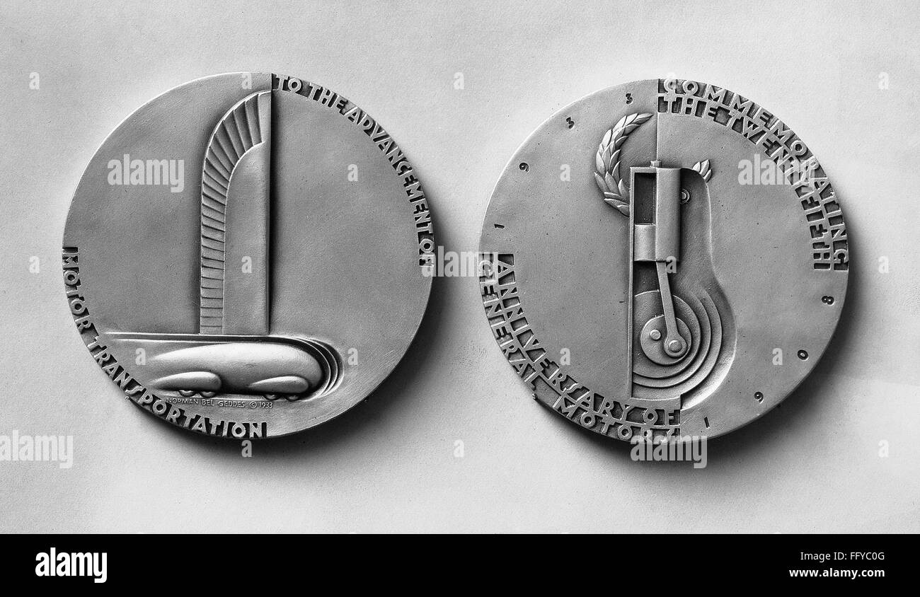 GENERAL MOTORS MEDALLION. /nMedallion designed by Norman Bel Geddes for ...