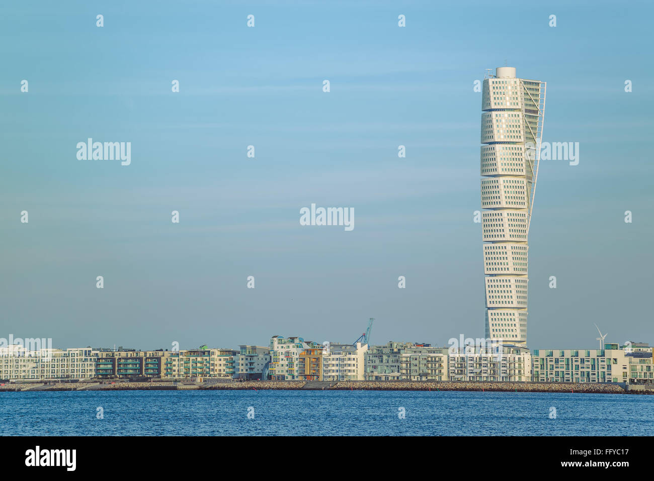 MALMO, SWEDEN - DECEMBER 21, 2015: Malmo West Harbor area cityscape ...