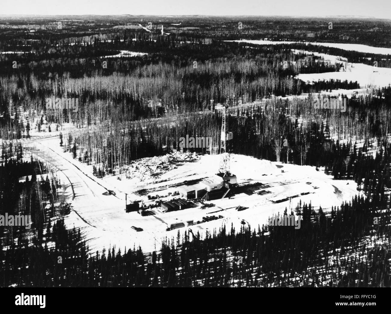 ALASKA: OIL FIELD, 1963. /nAerial view of an oil field on the Kenai ...