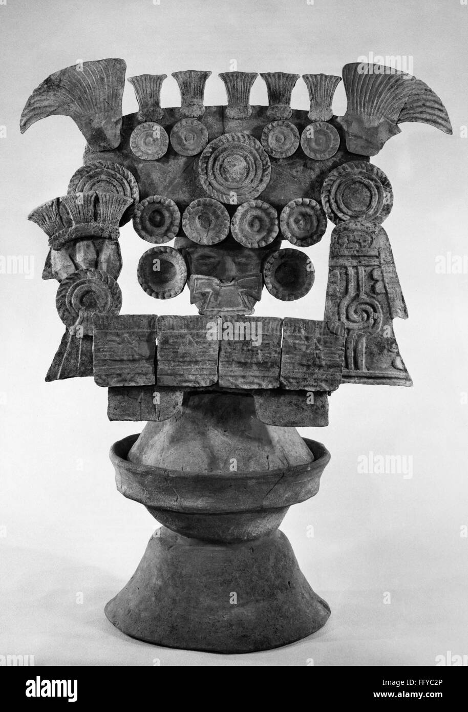 MEXICO: TEOTIHUACAN BRAZIER. /nClay brazier with a model of a temple ...