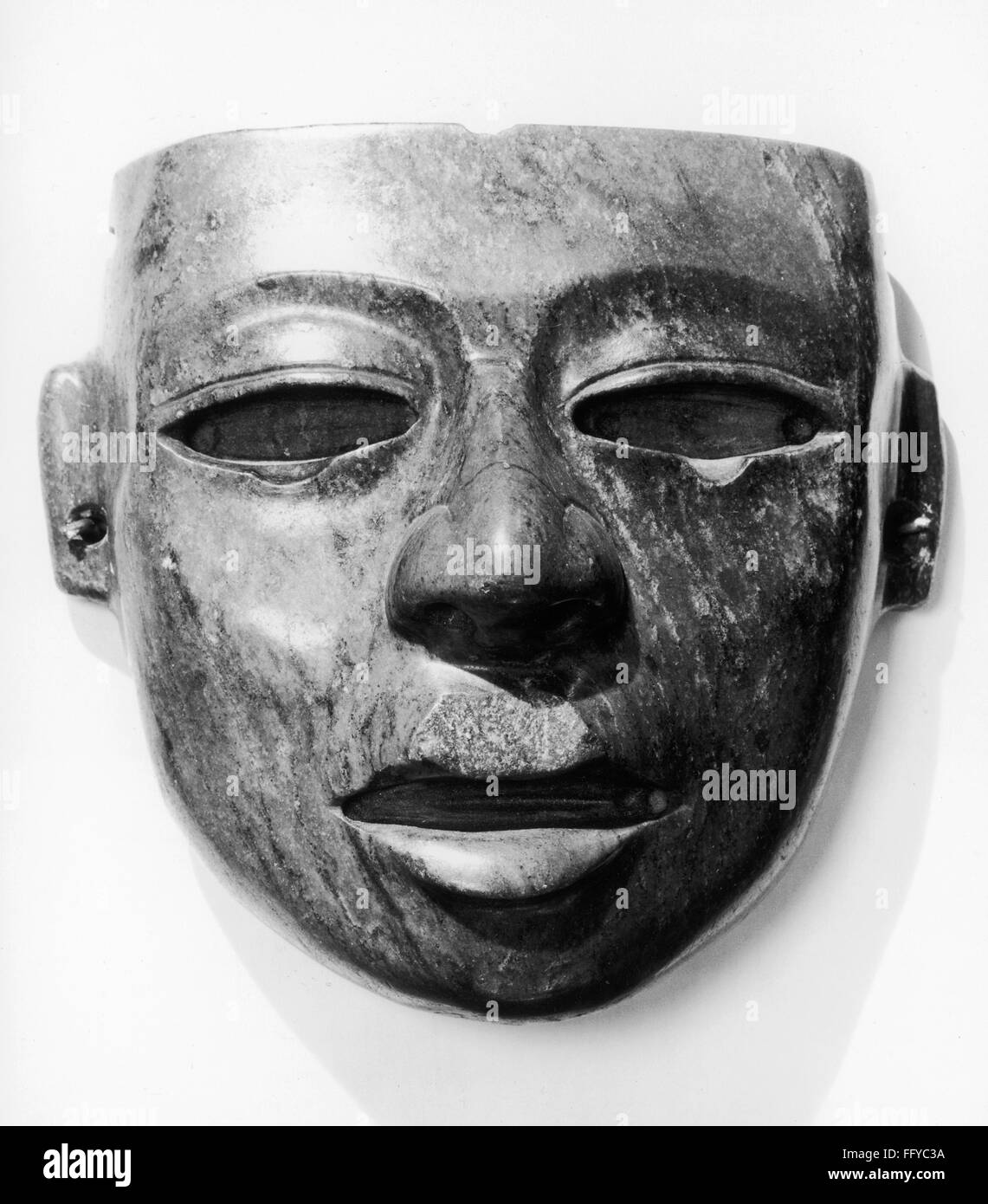 MEXICO: TEOTIHUACAN MASK. /nCarved dark green stone mask by the ...