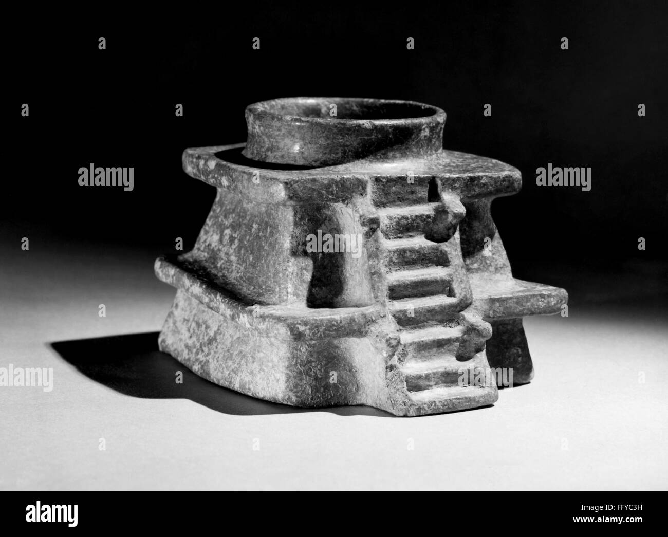 MEXICO: TEOTIHUACAN VESSEL. /nClay vessel in the shape of a pyramid, by ...