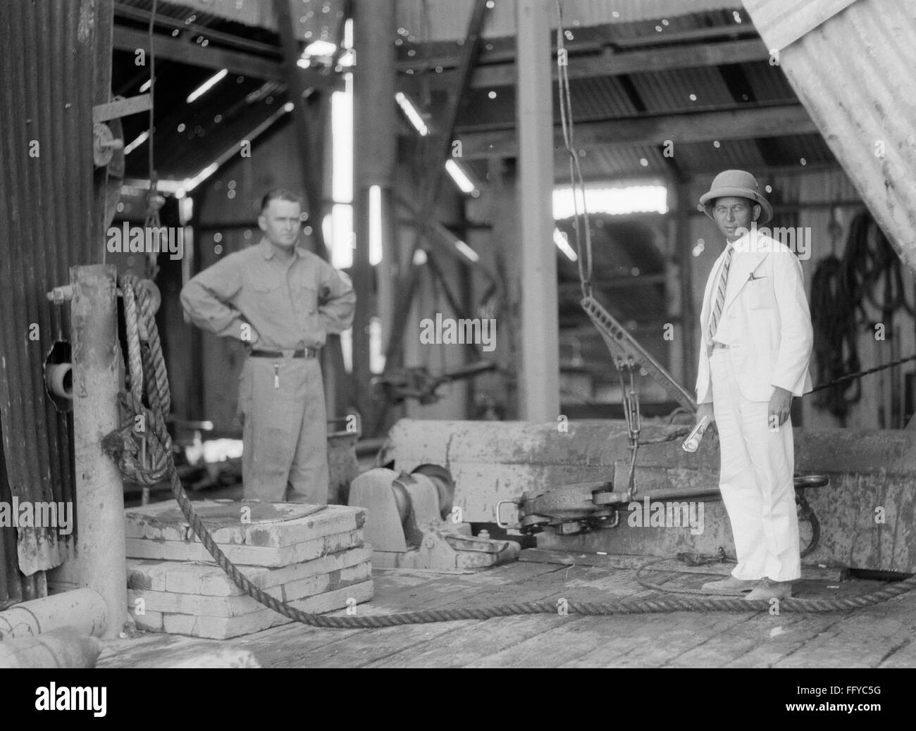 IRAQ: OIL WELL, 1932. /nAn oil driller at work at the Iraq Petroleum ...