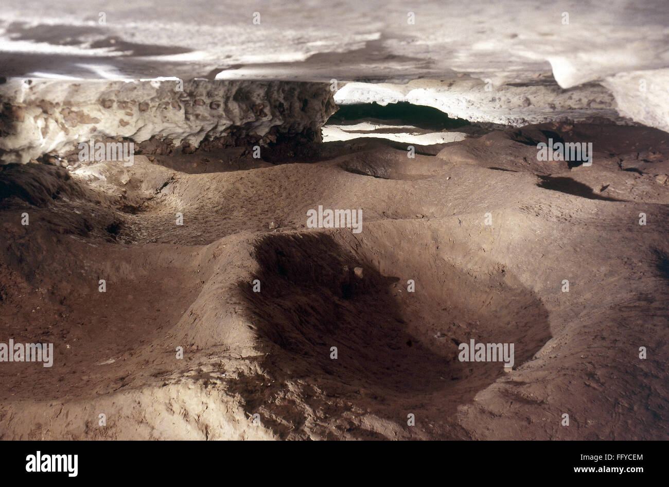 FRANCE: ROUFFIGNAC CAVE. /nBear nests on the floor of the Rouffignac ...