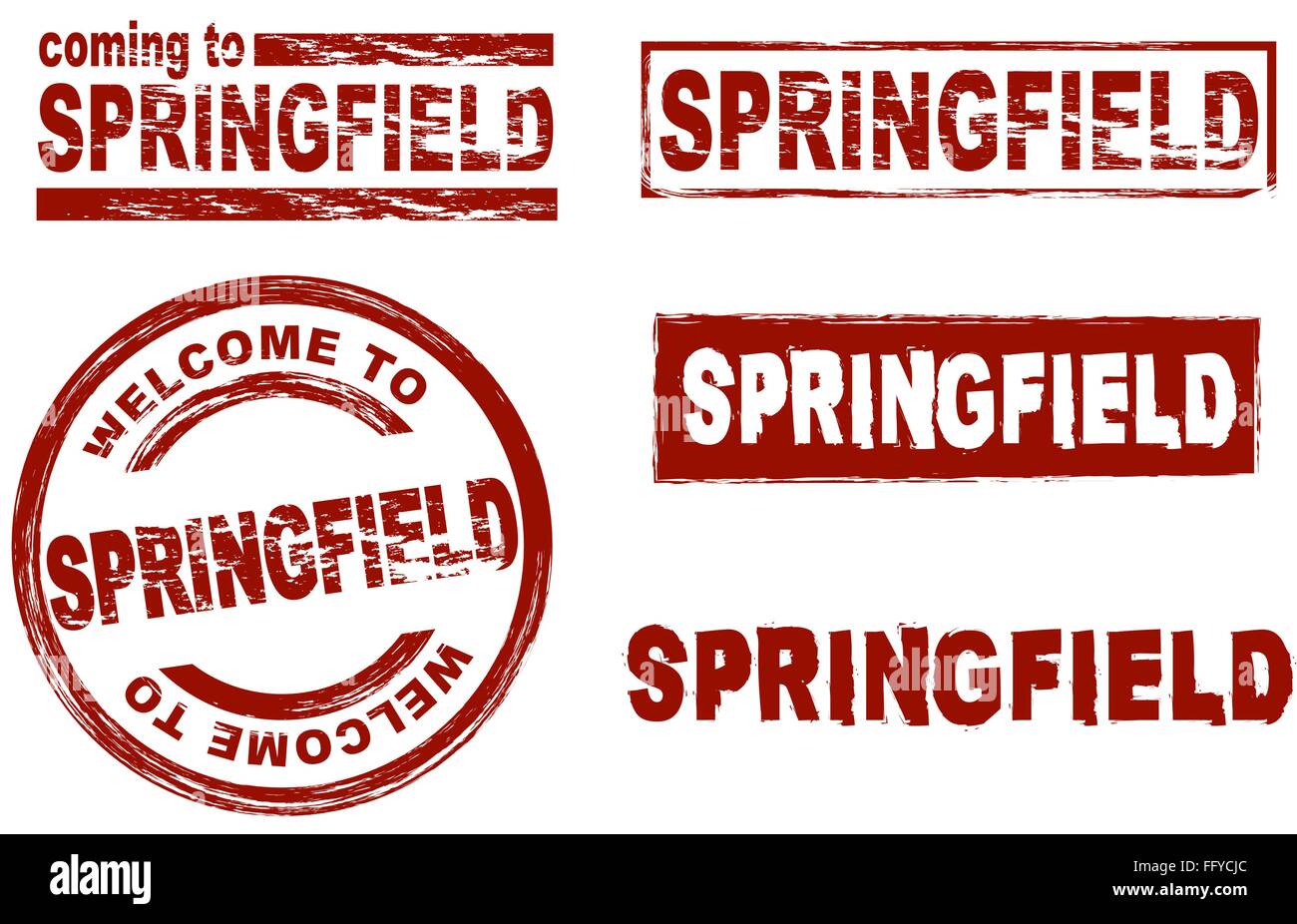 Set of stylized ink stamps showing the city of Springfield Stock Vector ...