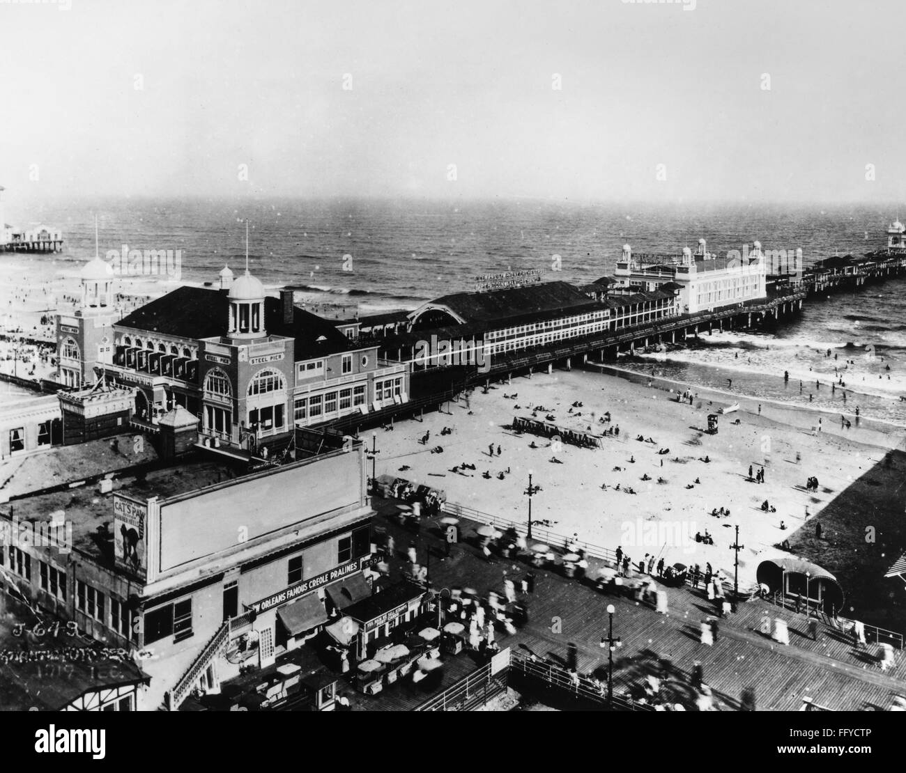 ATLANTIC CITY, c1919. /nA view of the boardwalk, beach, and Steel Pier ...