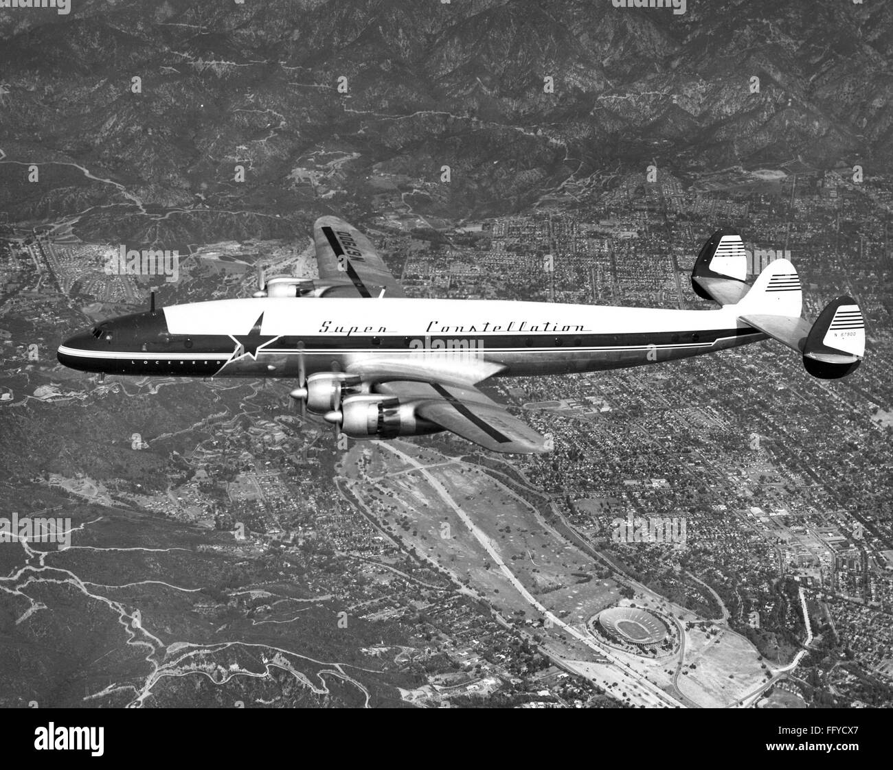 LOCKHEED AIRPLANE. /nA Lockheed Super Constellation passenger plane in ...