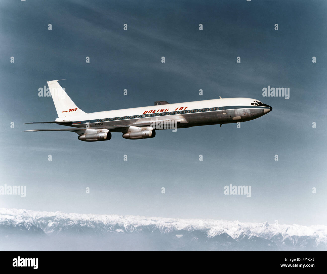 BOEING 707 AIRPLANE. /nA Boeing 707 passenger plane in flight ...