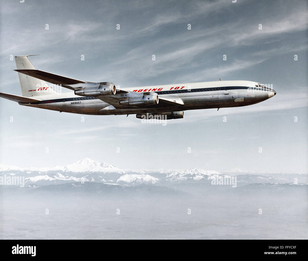 BOEING 707 AIRPLANE. /nA Boeing 707 passenger plane in flight ...