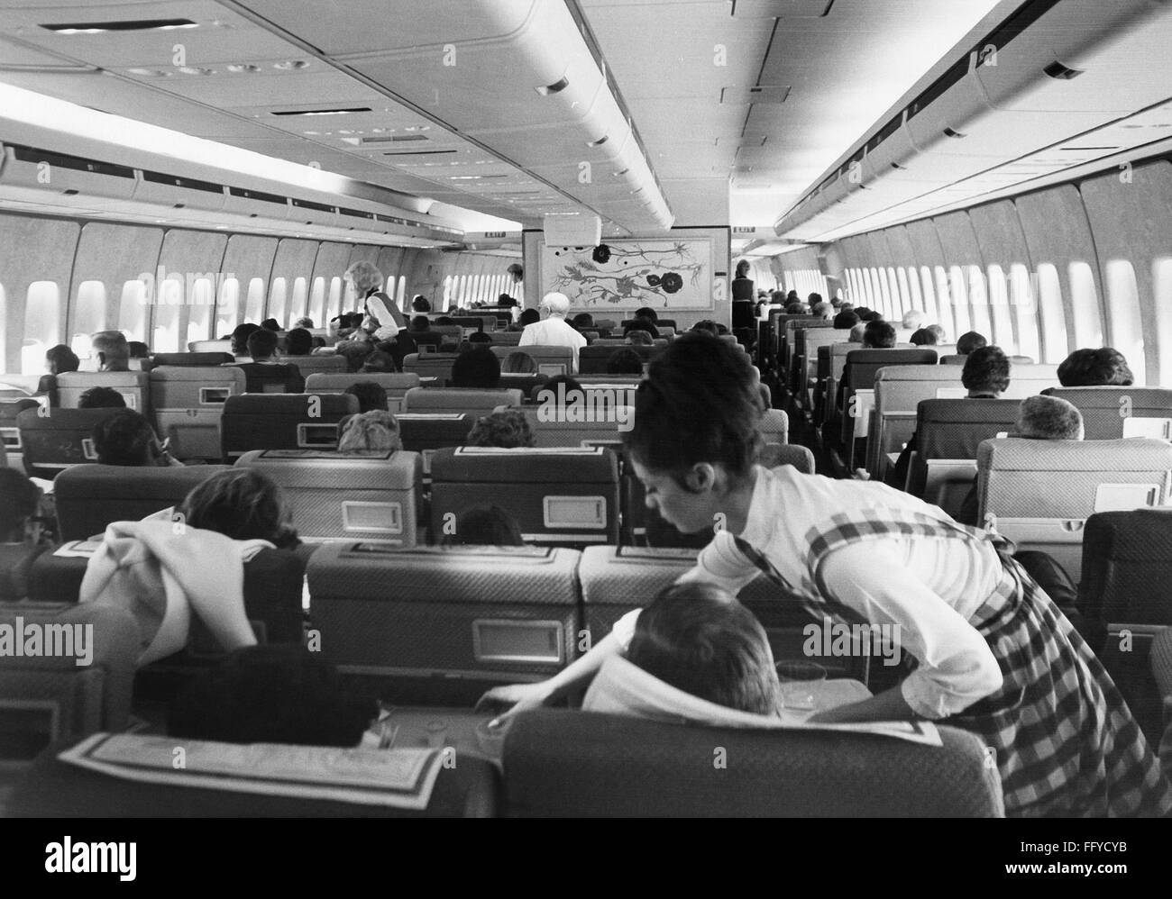 AMERICAN AIRLINES PLANE. /nThe Sky Club coach section of an American ...