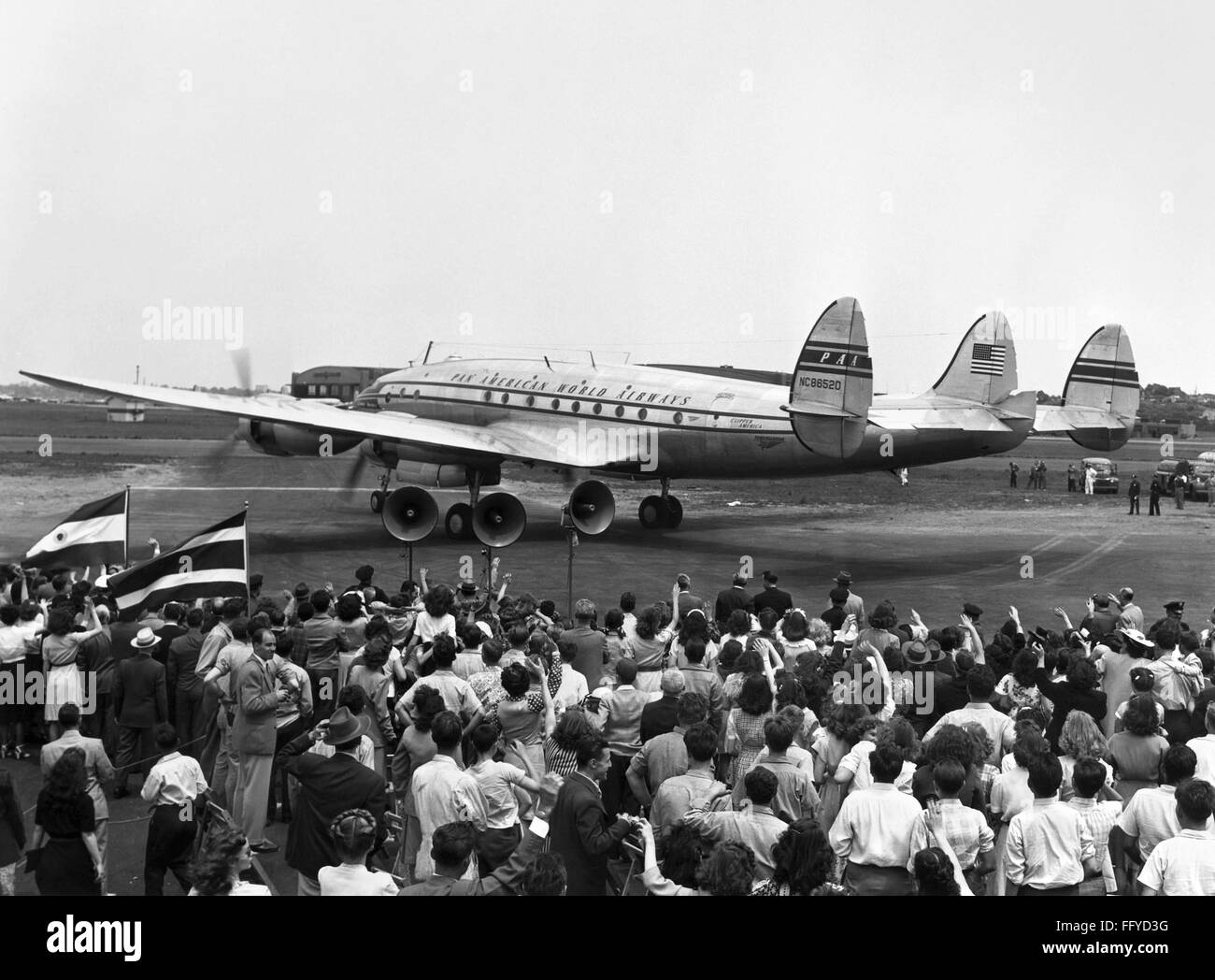 PAN AMERICAN TAKEOFF, 1947. /nThe Pan American Airlines clipper ...
