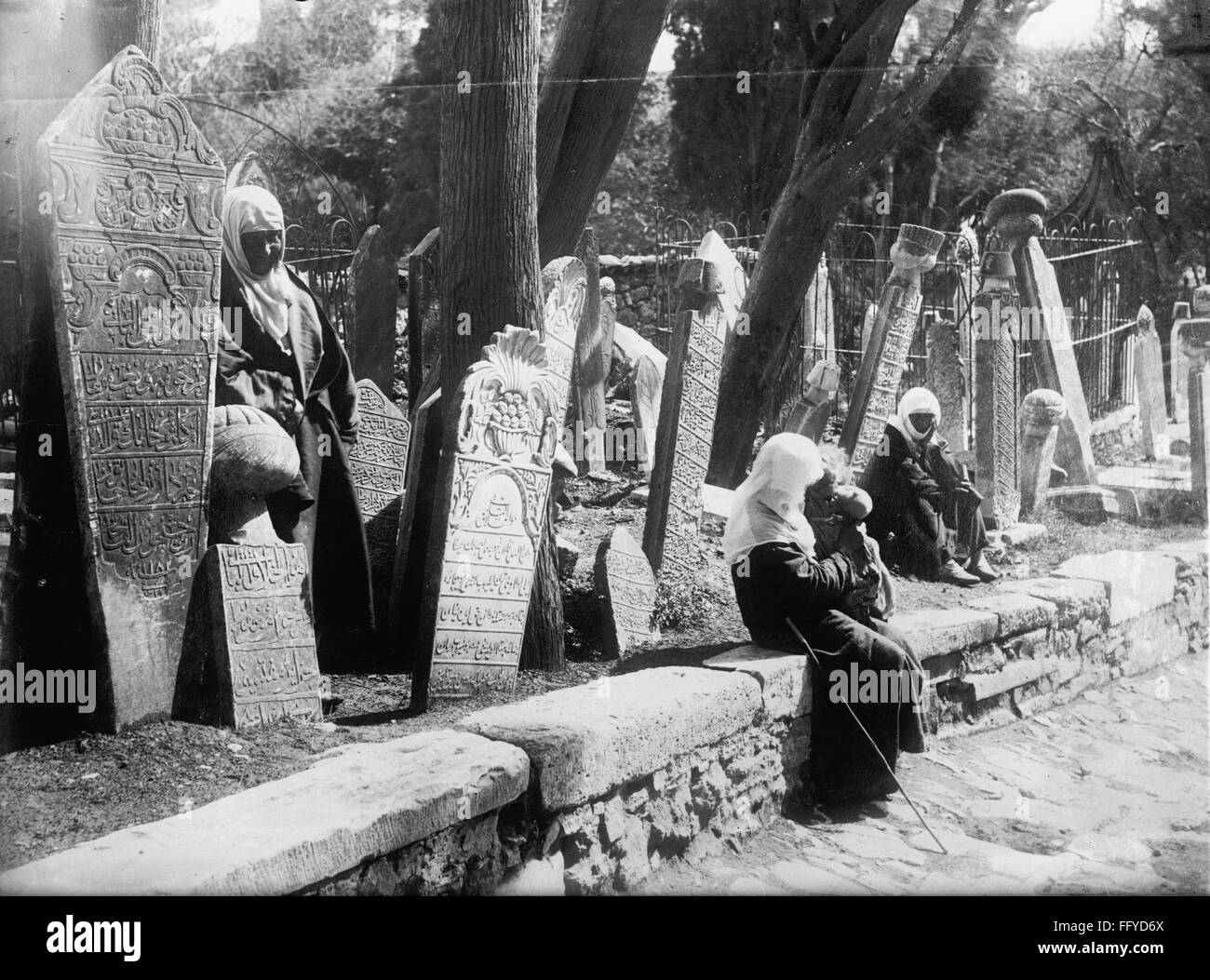 TURKEY: CEMETERY, c1910. /nTurkish women in a cemetery at skⁿdar ...