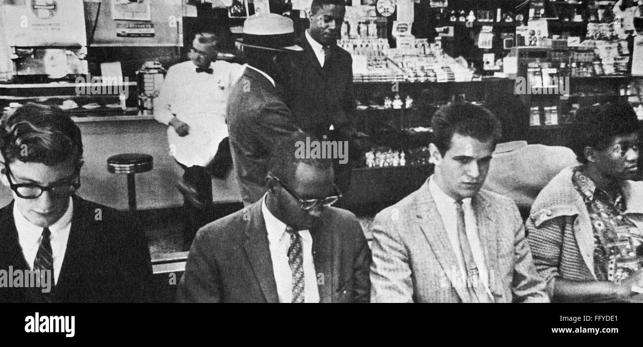 FREEDOM RIDERS, c1961. /nBlack and white Freedom Riders sit in the ...