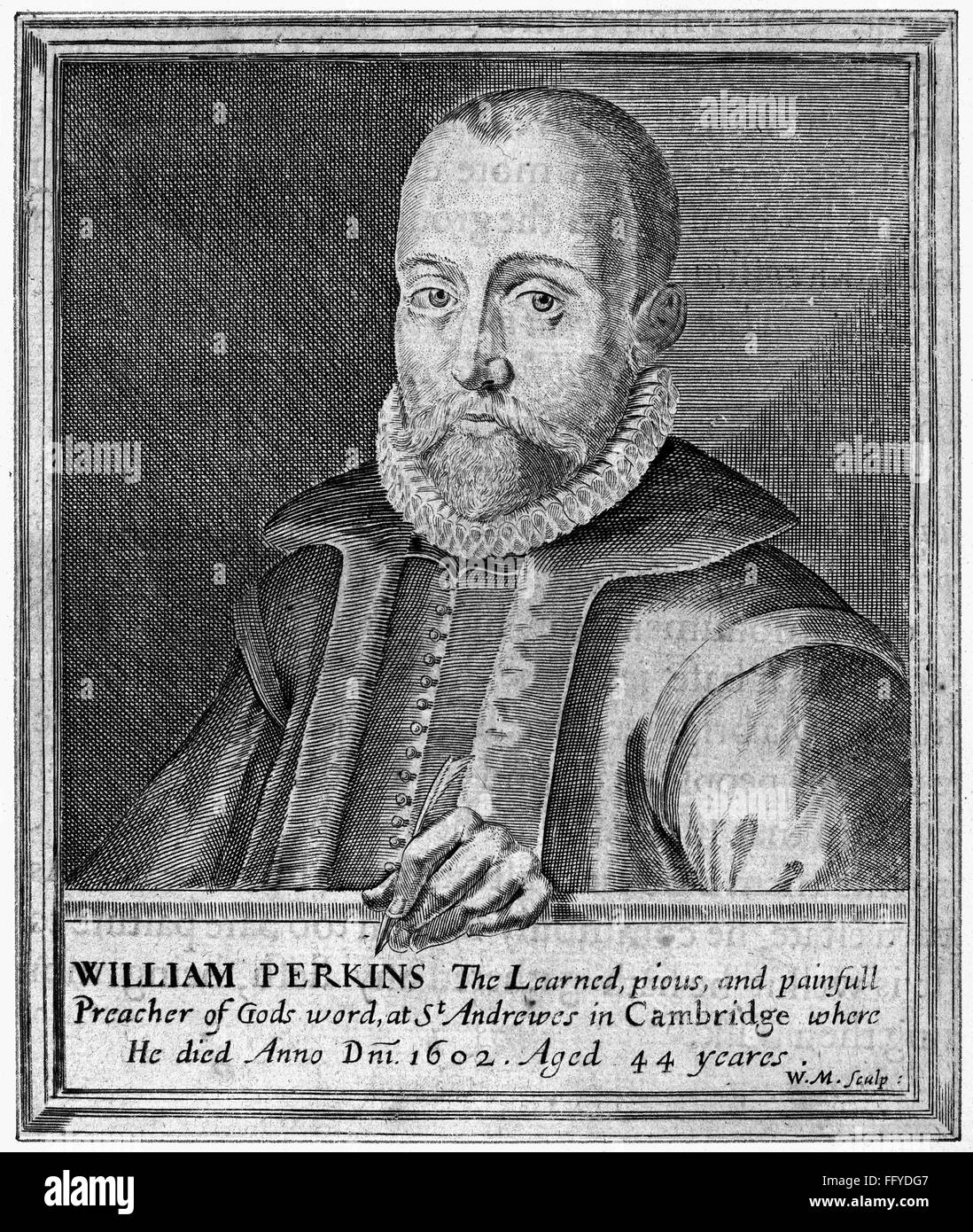 WILLIAM PERKINS (1558-1602). /nEnglish Puritan theologian. Copper ...