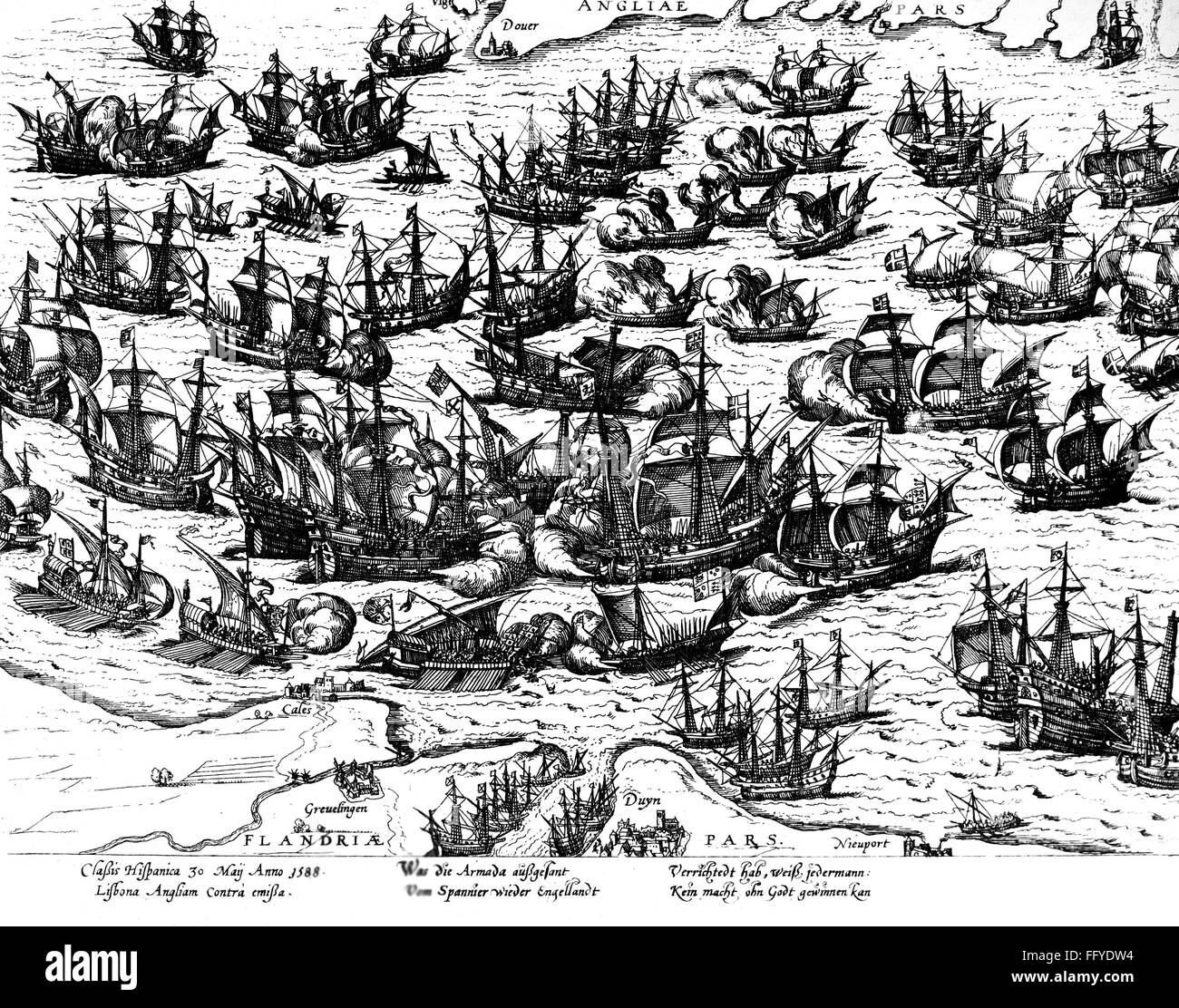 SPANISH ARMADA, 1588. /nBattle between the Spanish Armada and the ...