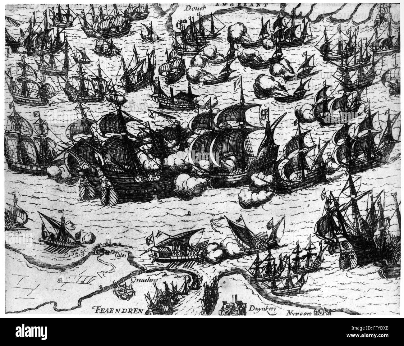 SPANISH ARMADA, 1588. /nThe Spanish Armada fighting against the English ...
