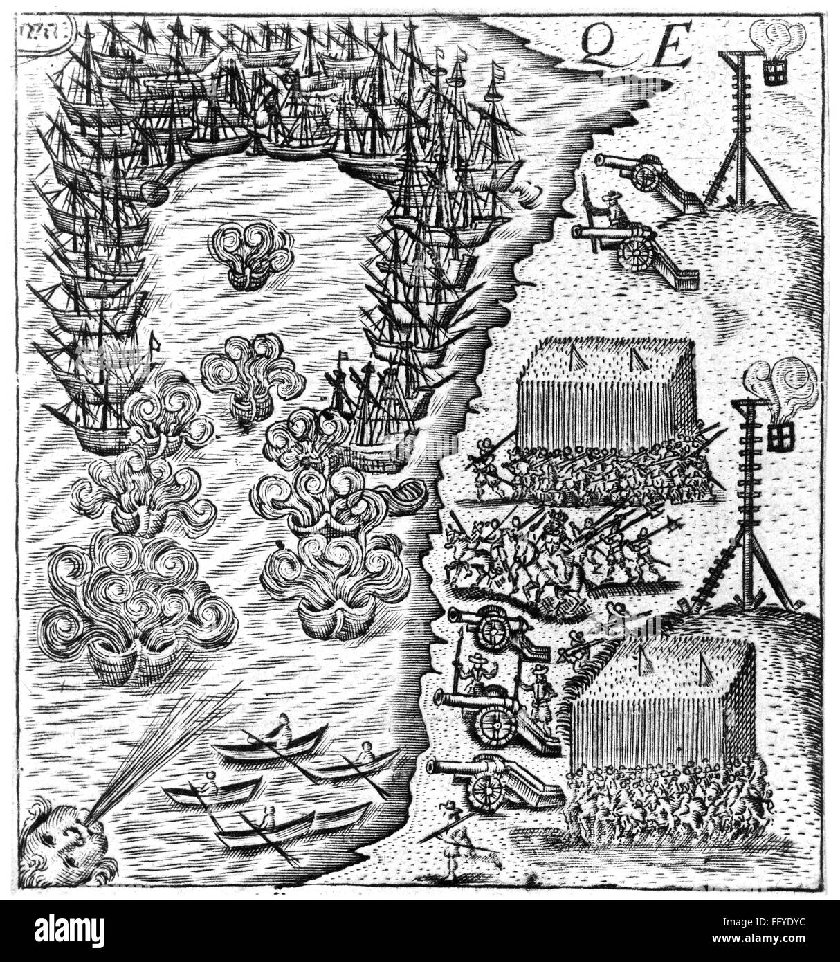 SPANISH ARMADA, 1588. /nThe Spanish Armada being driven ashore on the ...