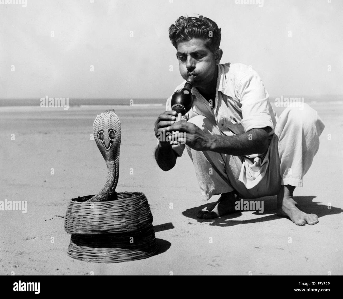 geography / travel, India, people, snake charmer with his cobra, 1950 ...