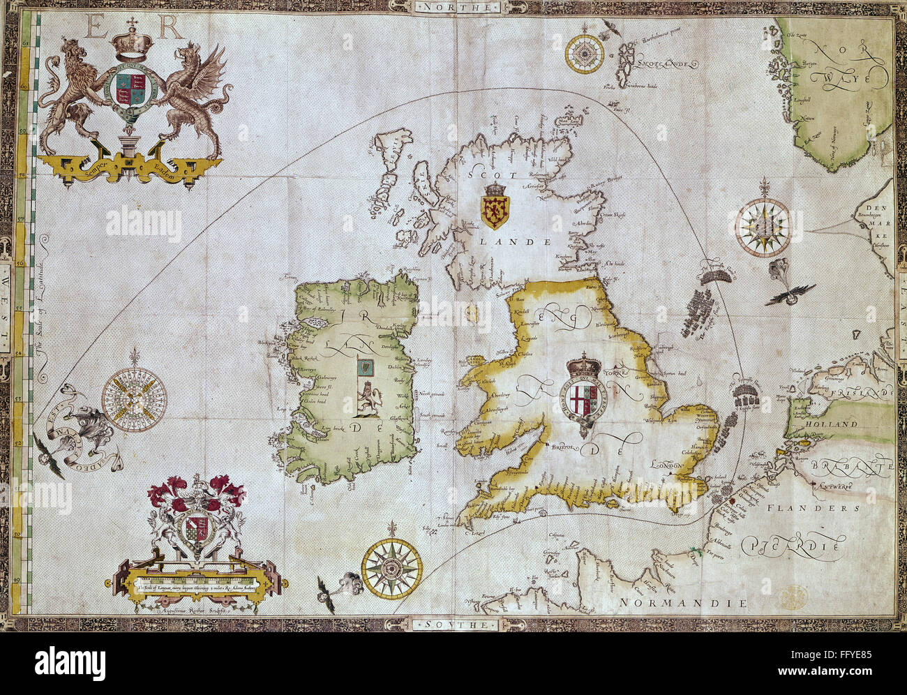 SPANISH ARMADA, 1588. /nMap showing different positions of the Spanish ...