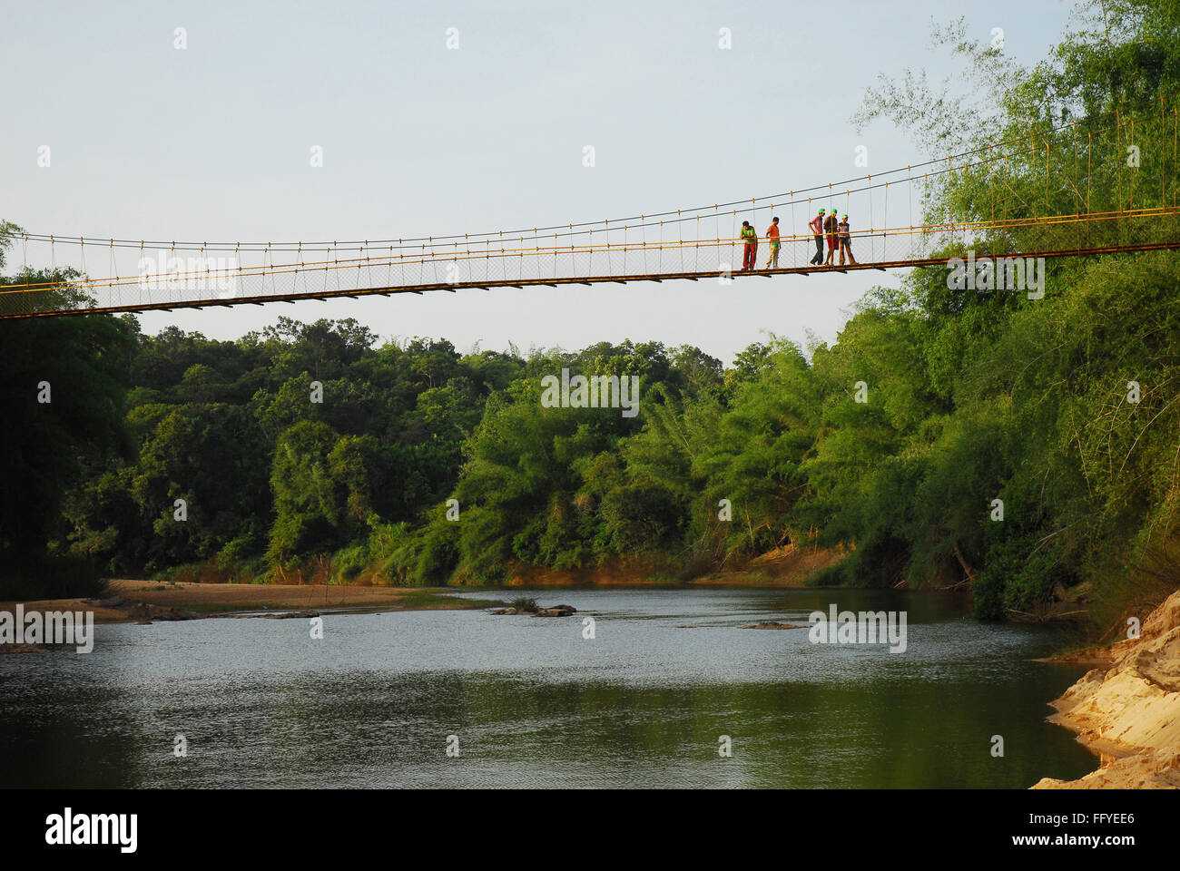 Hanging bridge on tunga river in Hariharapura is shimoga Karnataka ...