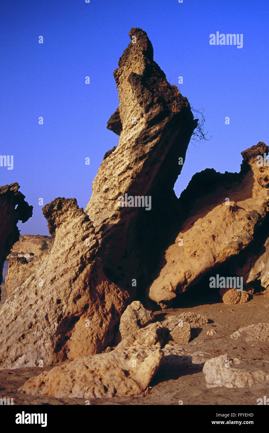 Sea stack , rocky pillar at Saurashtra , Gujarat , India Stock Photo ...