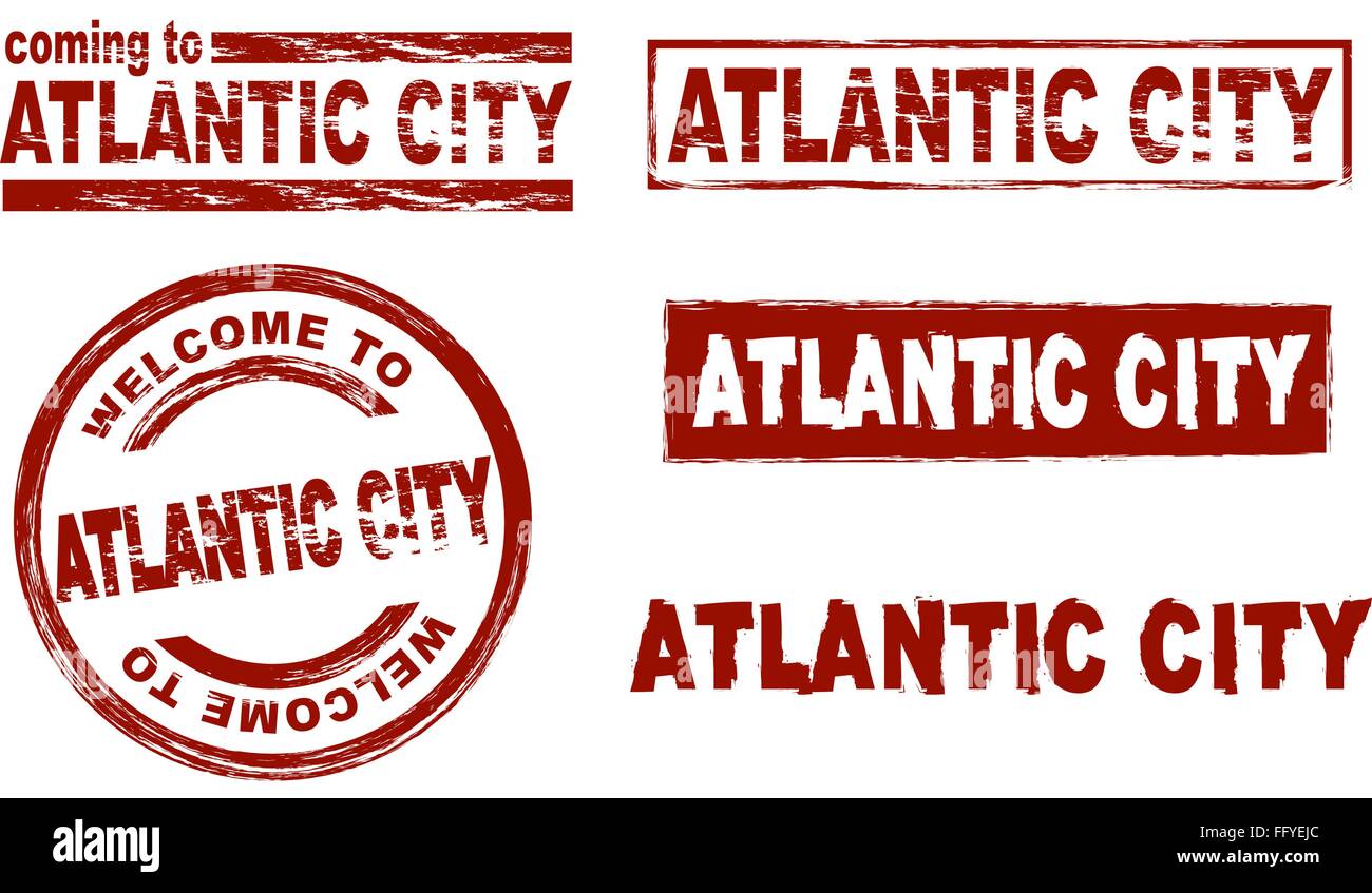 Set of stylized ink stamps showing Atlantic City Stock Vector Image ...