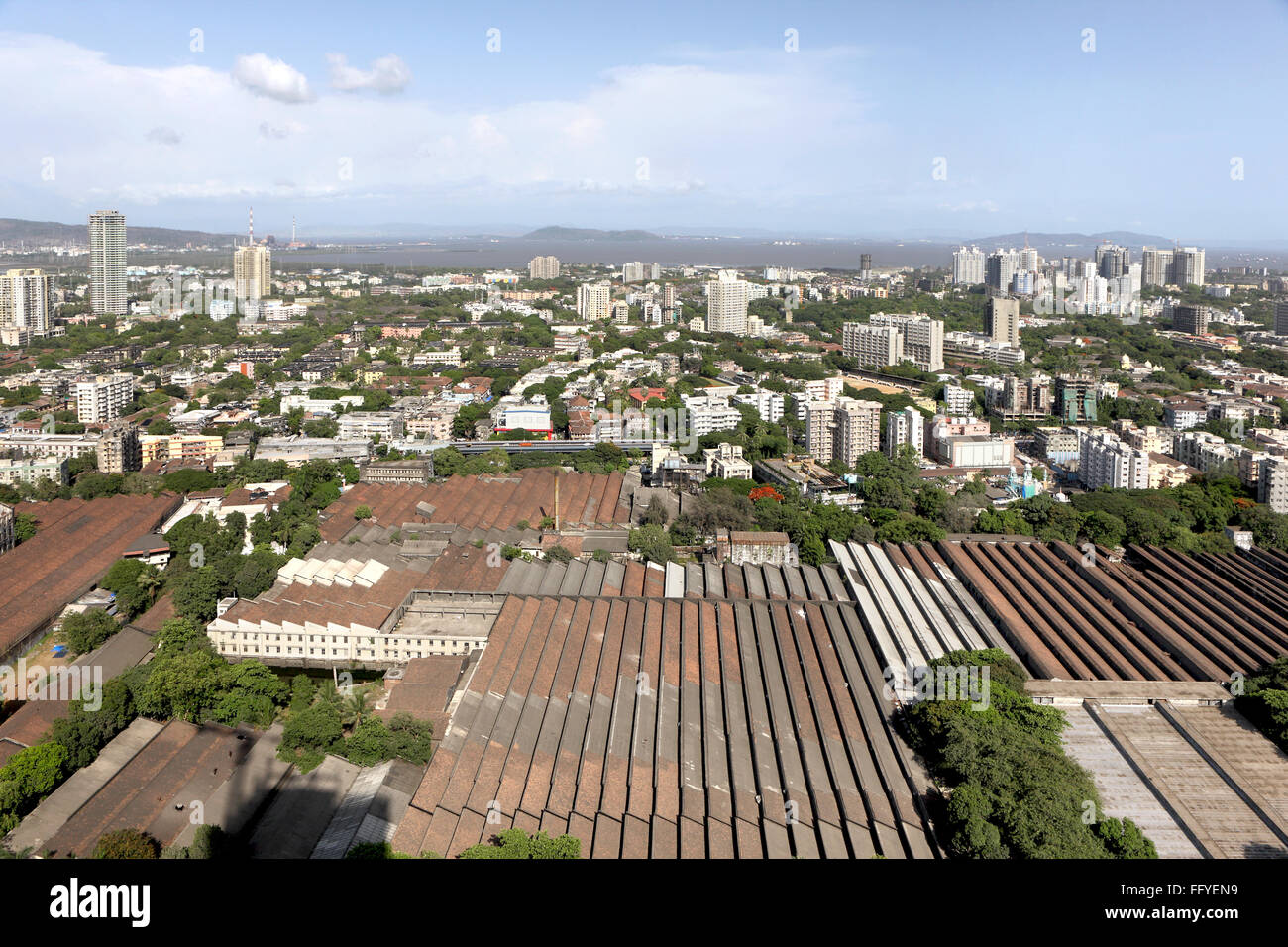 Aerial view of dadar with wadala and sewri ; Bombay Mumbai ...