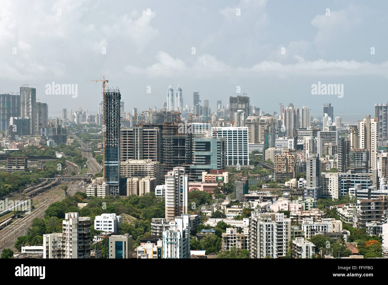 Aerial view of Dadar with Parel and Elphinstone road ; Bombay , Mumbai ...